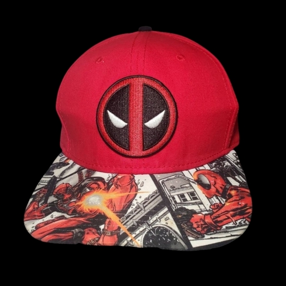Marvel | Accessories | Marvel Dead Pool Trucker Hat Red And Black Ages ...